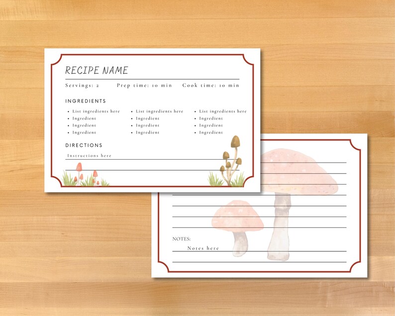 Printable Mushroom Recipe Cards | Cottagecore Kitchen Organization ...