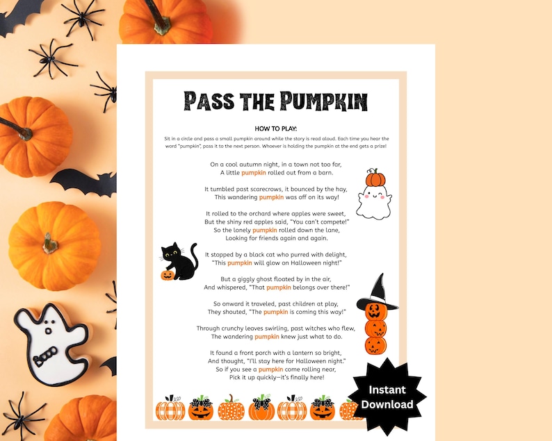 Pass the Pumpkin Game - Easy Halloween Party Game for Kids - Etsy