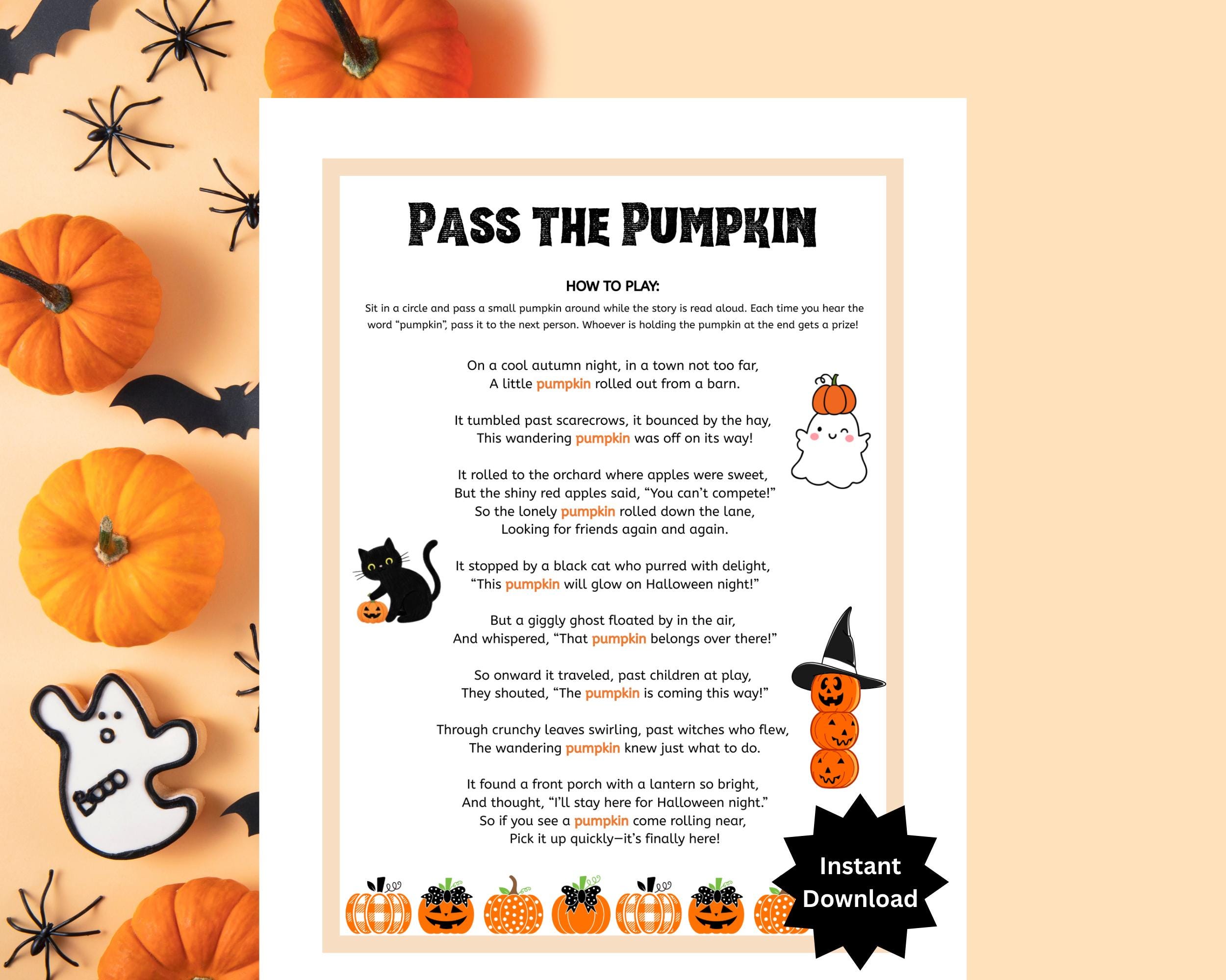 Pass the Pumpkin Game - Easy Halloween Party Game for Kids - Etsy