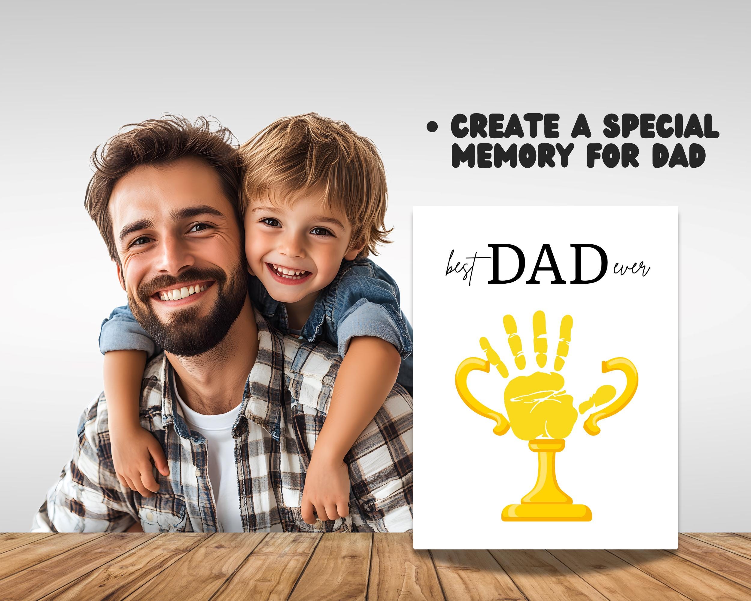 Father's Day Handprint - Best Dad Trophy, Father's Day Gift, Birthday ...