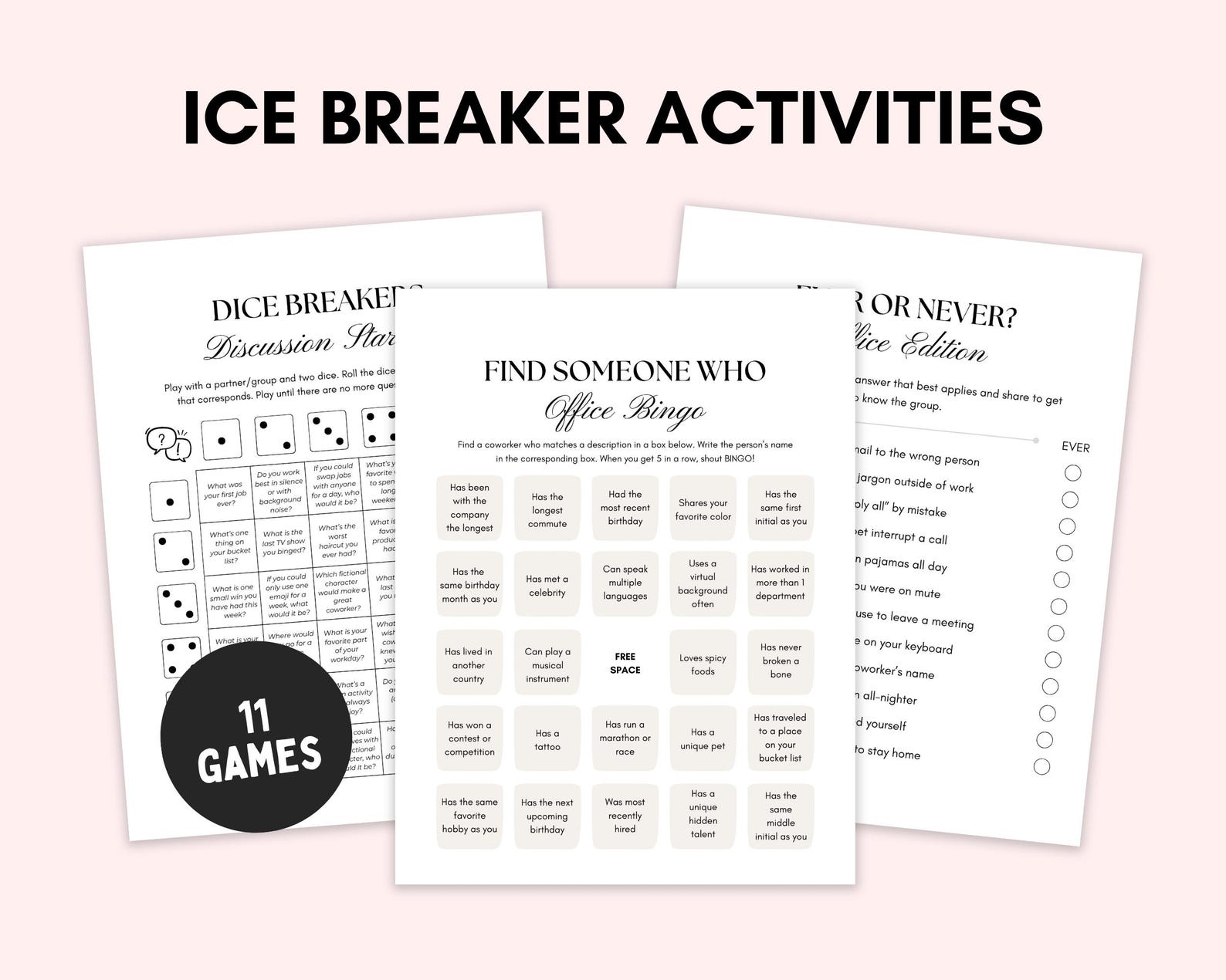 Office Team Building Game Bundle: Icebreakers & Activities (digital ...