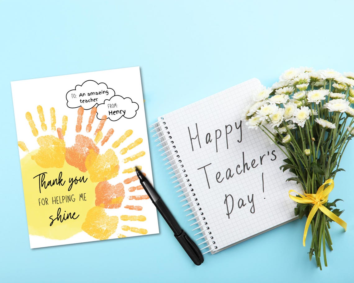 Teacher Appreciation Handprint Art: Unique Thank You Gift (PDF Instant ...