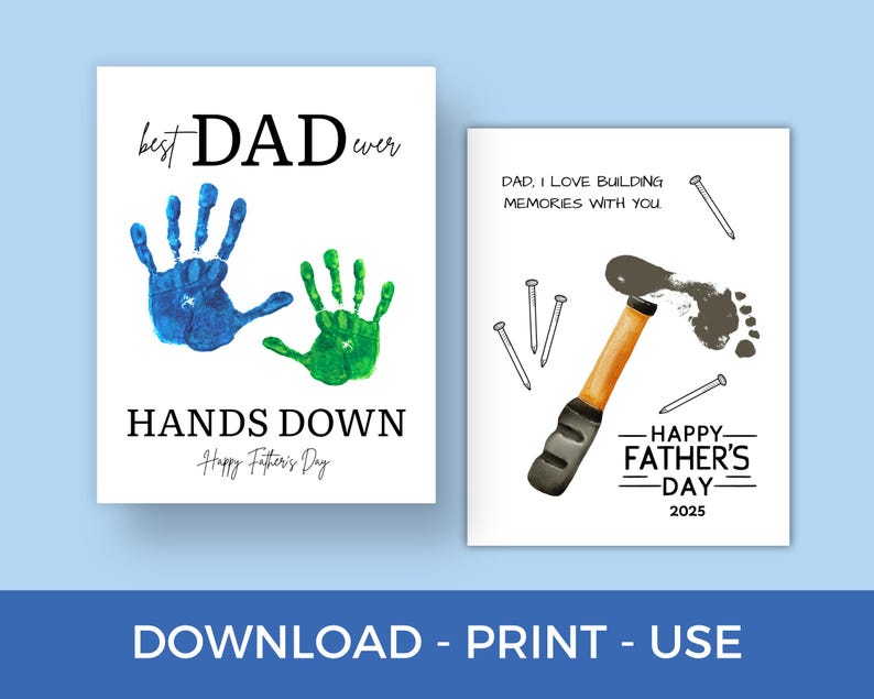Father's Day Handprint Art Bundle: DIY Keepsake (digital Download) - Etsy