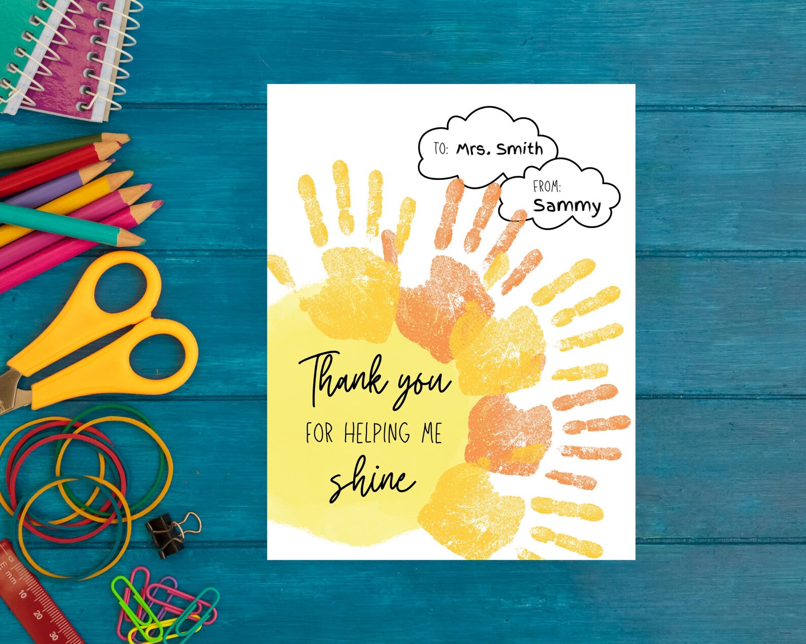 Teacher Appreciation Handprint Art: Unique Thank You Gift (PDF Instant ...