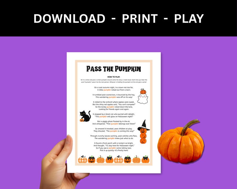Pass the Pumpkin Game - Easy Halloween Party Game for Kids - Etsy