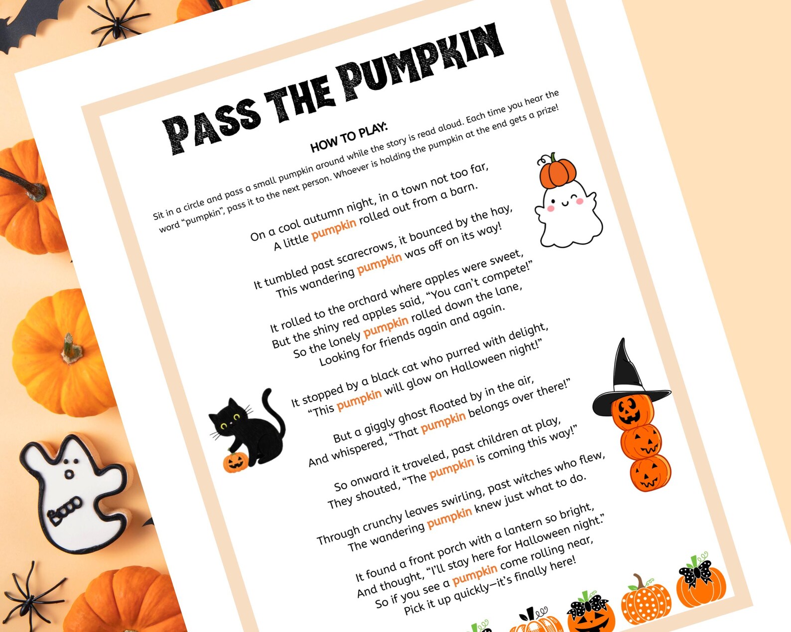 Pass the Pumpkin Game - Easy Halloween Party Game for Kids - Etsy