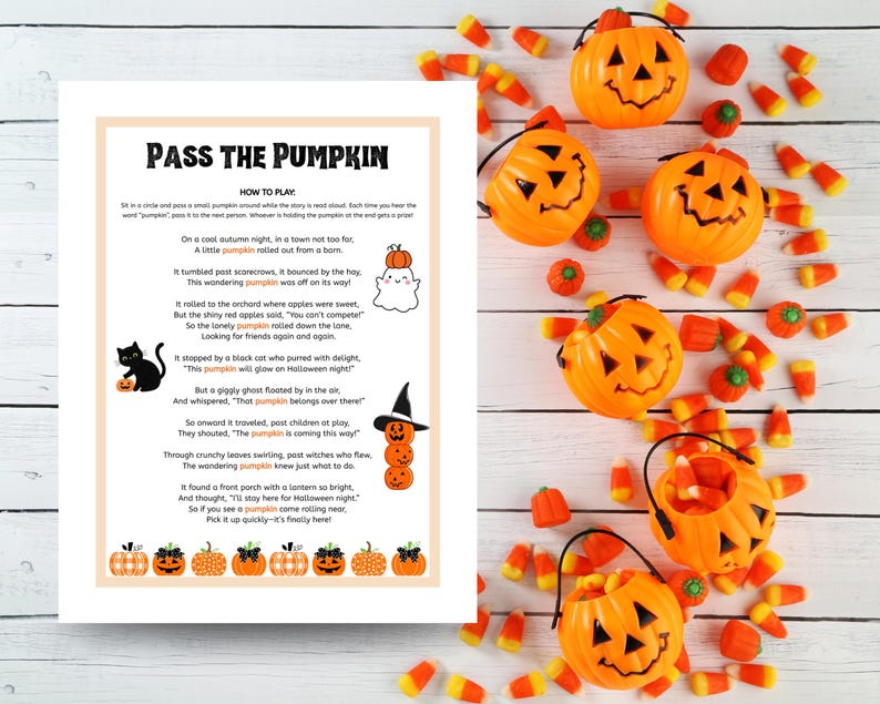 Pass the Pumpkin Game - Easy Halloween Party Game for Kids - Etsy