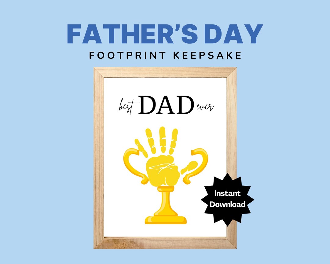 Father's Day Handprint - Best Dad Trophy, Father's Day Gift, Birthday ...