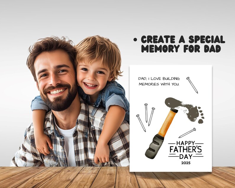 Father's Day Footprint Art: Hammer Keepsake Gift (PDF) - Etsy