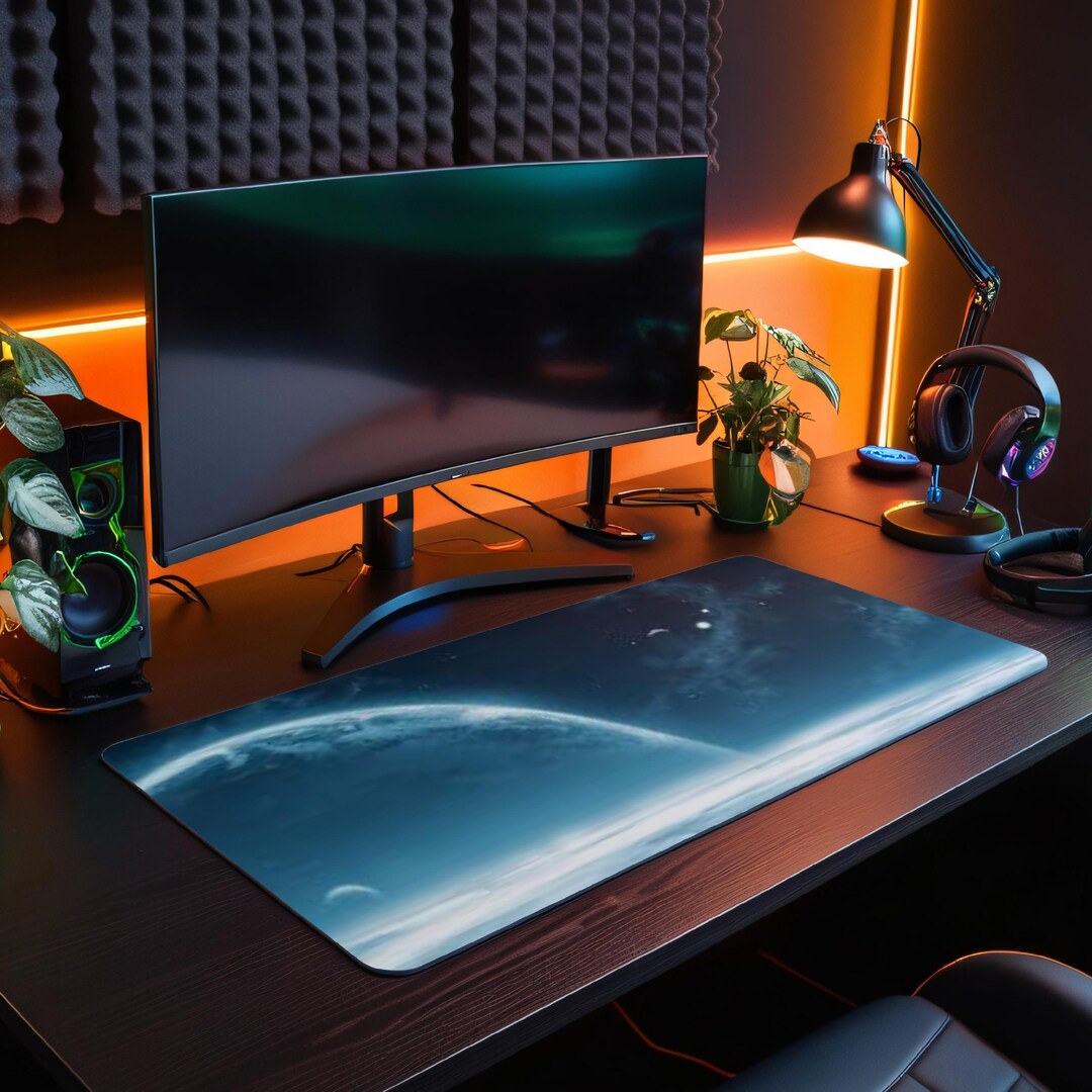 Blue Space Cosmic Desk Mat - Space-themed Desk Pad for Gamers ...