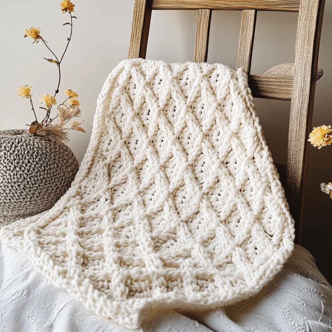 Crochet Blanket Pattern, Double Crosses Blanket Crochet Pattern, Easy ...
