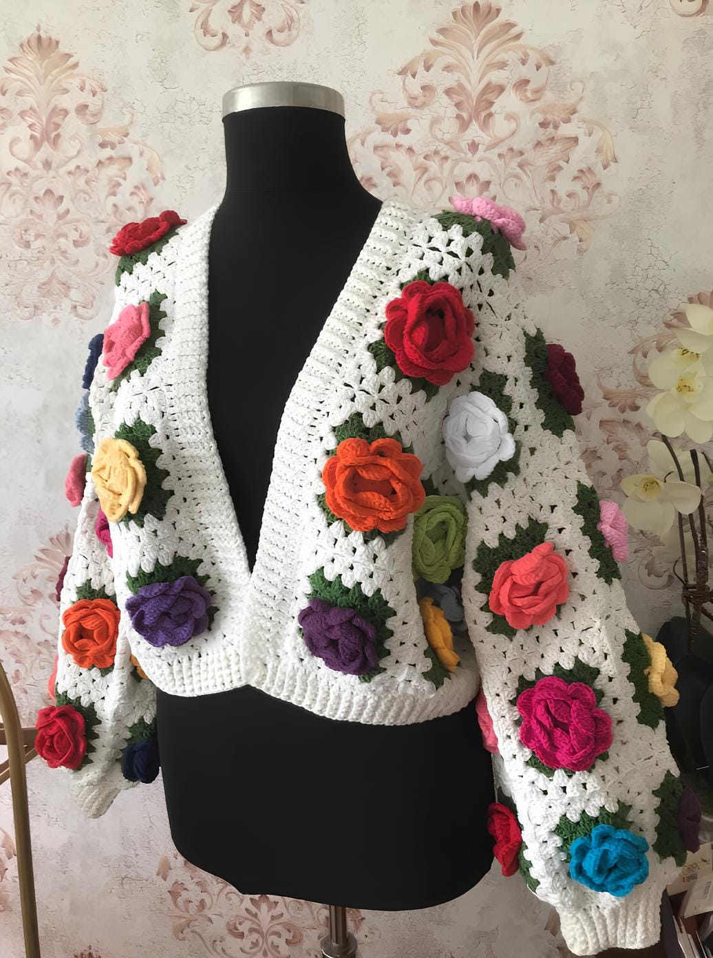Crochet Cardigan Pattern, Rose Garden Jacket Crochet Pattern, Granny ...
