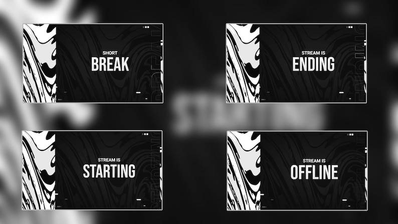 Black and White Streaming Twitch Overlaye Package. Streaming Animation ...