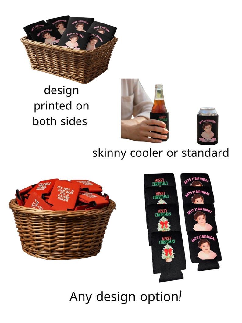 Personalized Neoprene Can Cooler Custom Photo Birthday Beer Sleeve ...