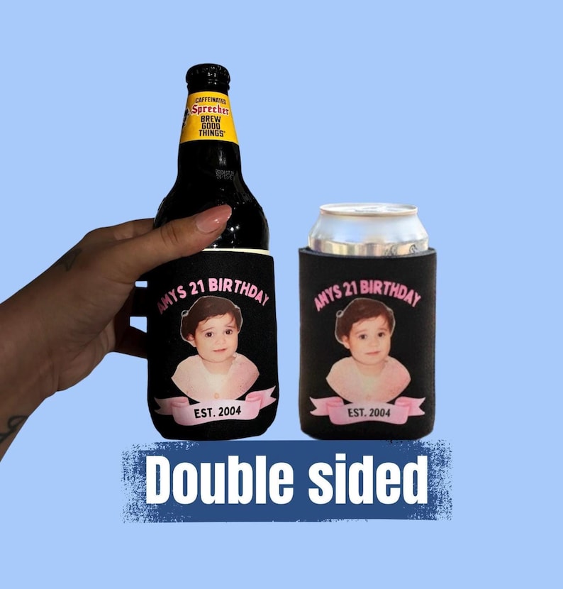 Personalized Neoprene Can Cooler Custom Photo Birthday Beer Sleeve ...
