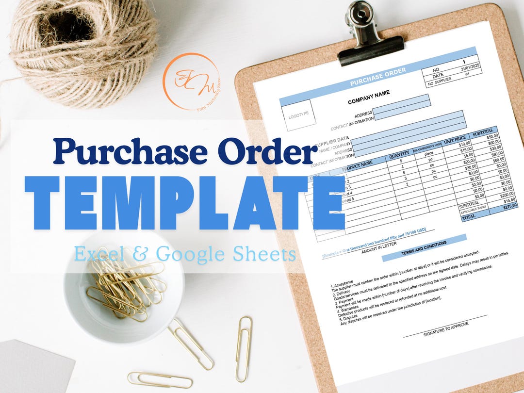 Purchase Order Template in Excel and Google Sheets| With Automatic ...