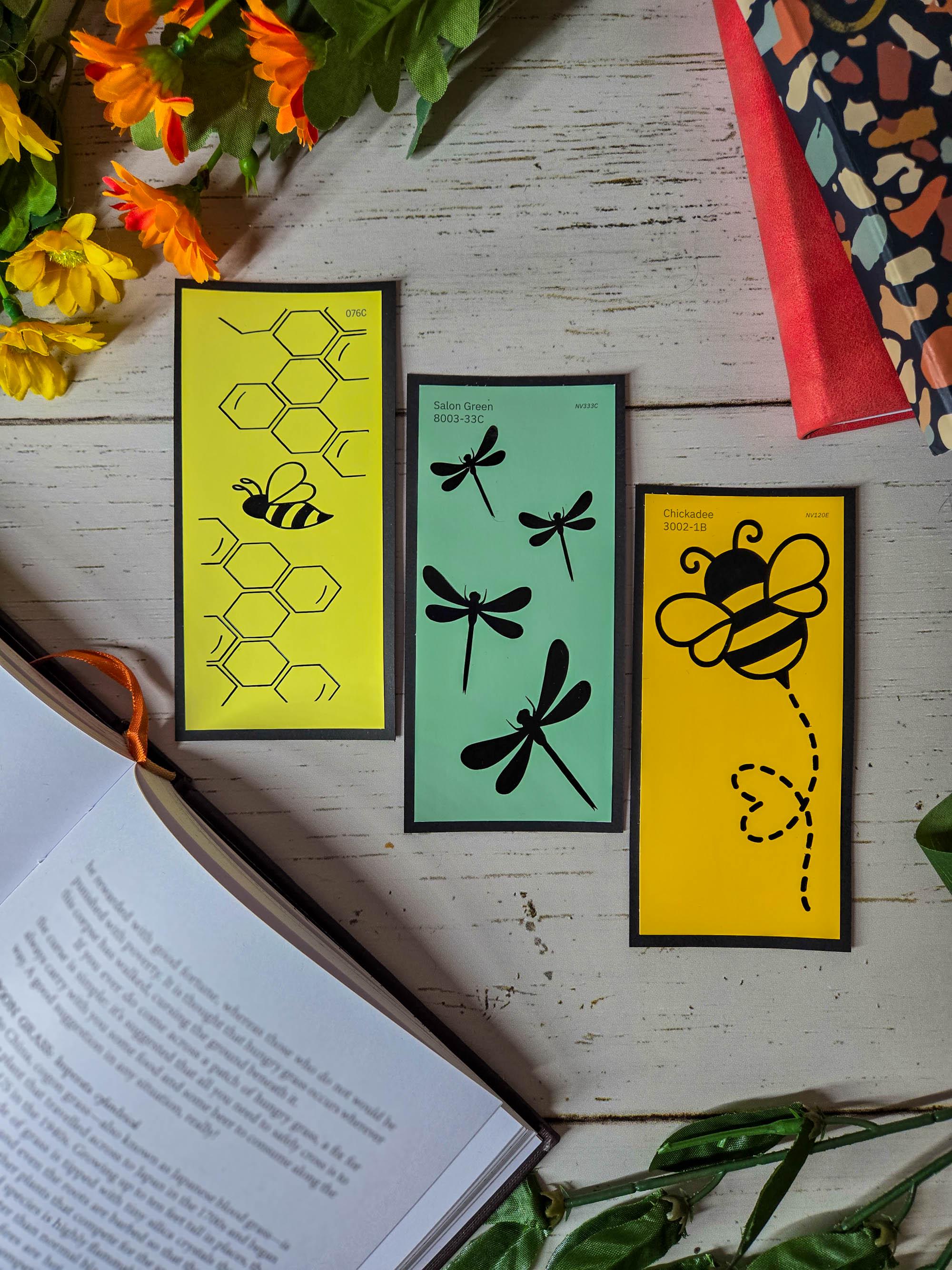 Handmade Colorful Pollinator Bookmark (busy Bee, Dragonflies, Heart Bee ...