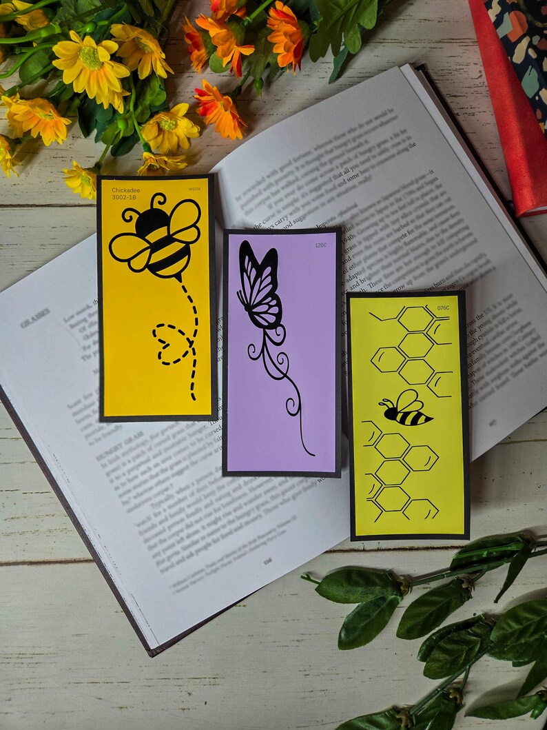 Handmade Colorful Pollinator Bookmark (busy Bee, Dragonflies, Heart Bee ...