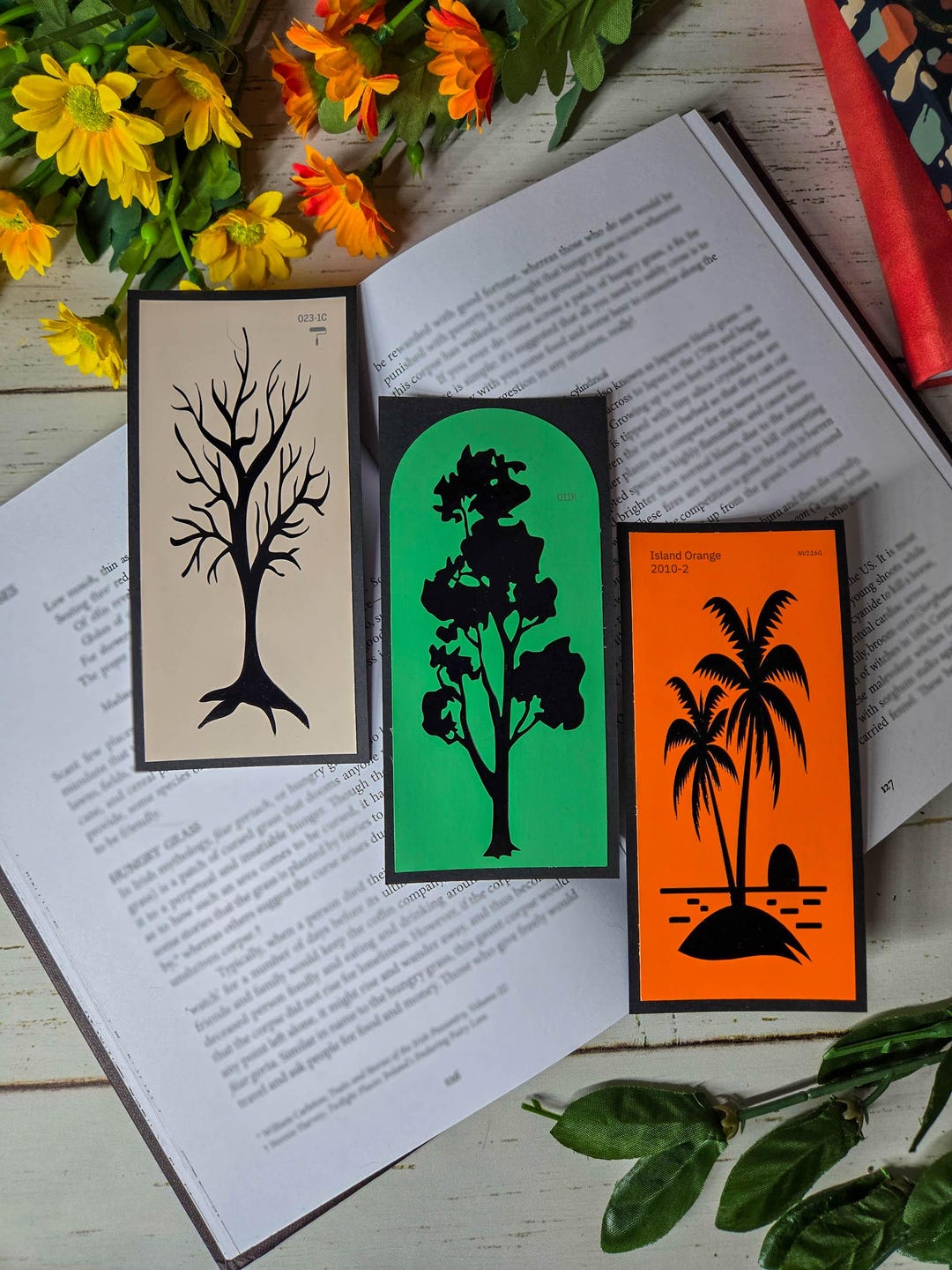 Handmade Colorful Tree Bookmark (palm Tree, Leafed Tree, No Leaf Tree ...