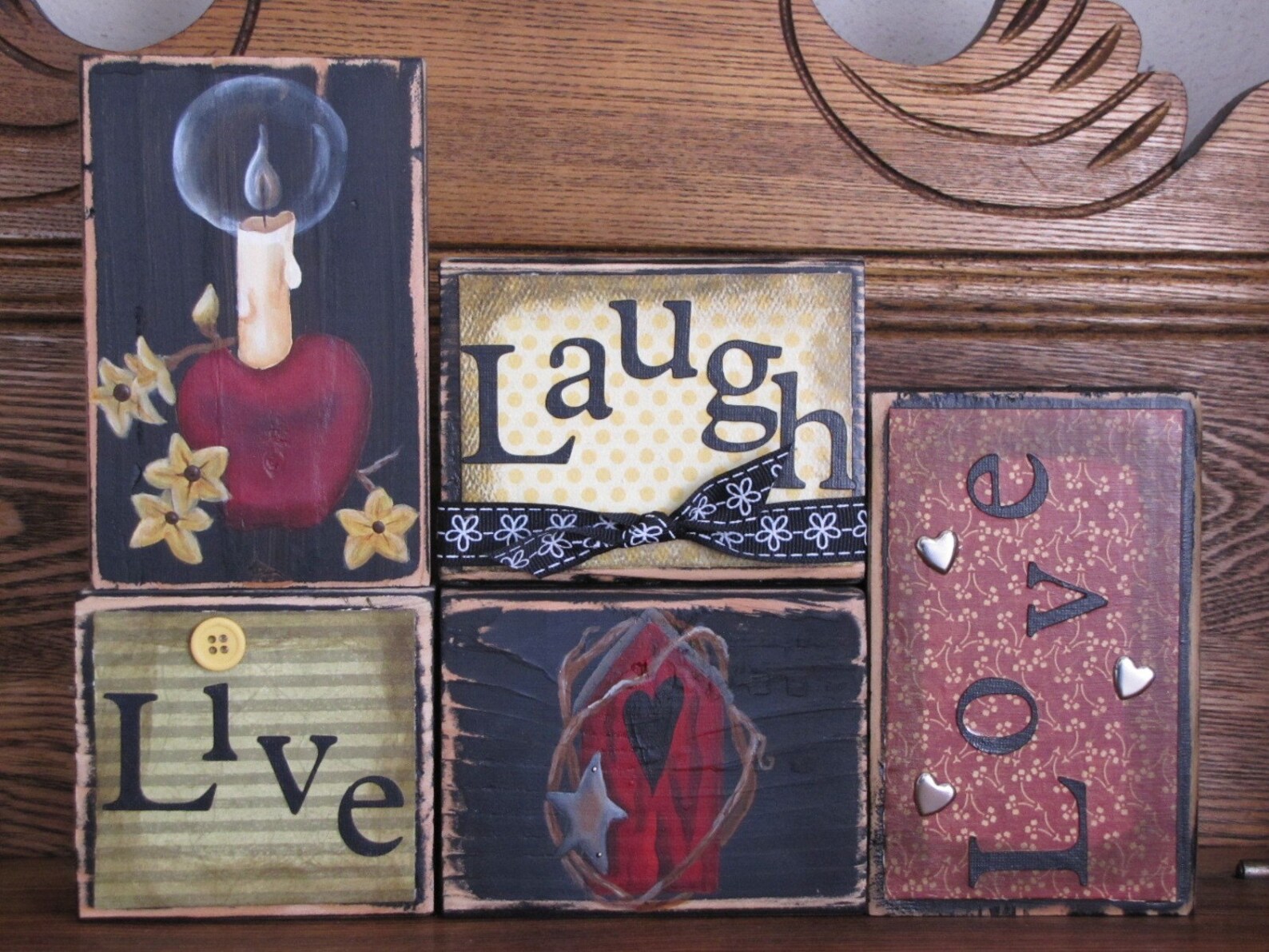Live Laugh Love Sign Word Blocks With Apple Candle - Etsy