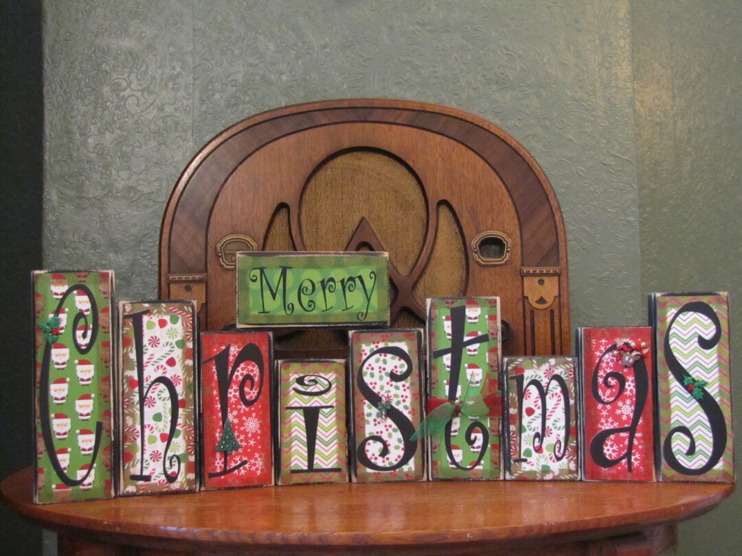 Christmas Sign Word Blocks - Merry Christmas, Christmas Decoration ...