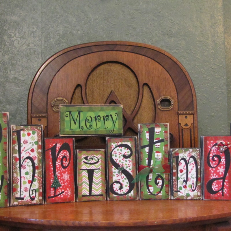 Christmas Block Letters - Etsy