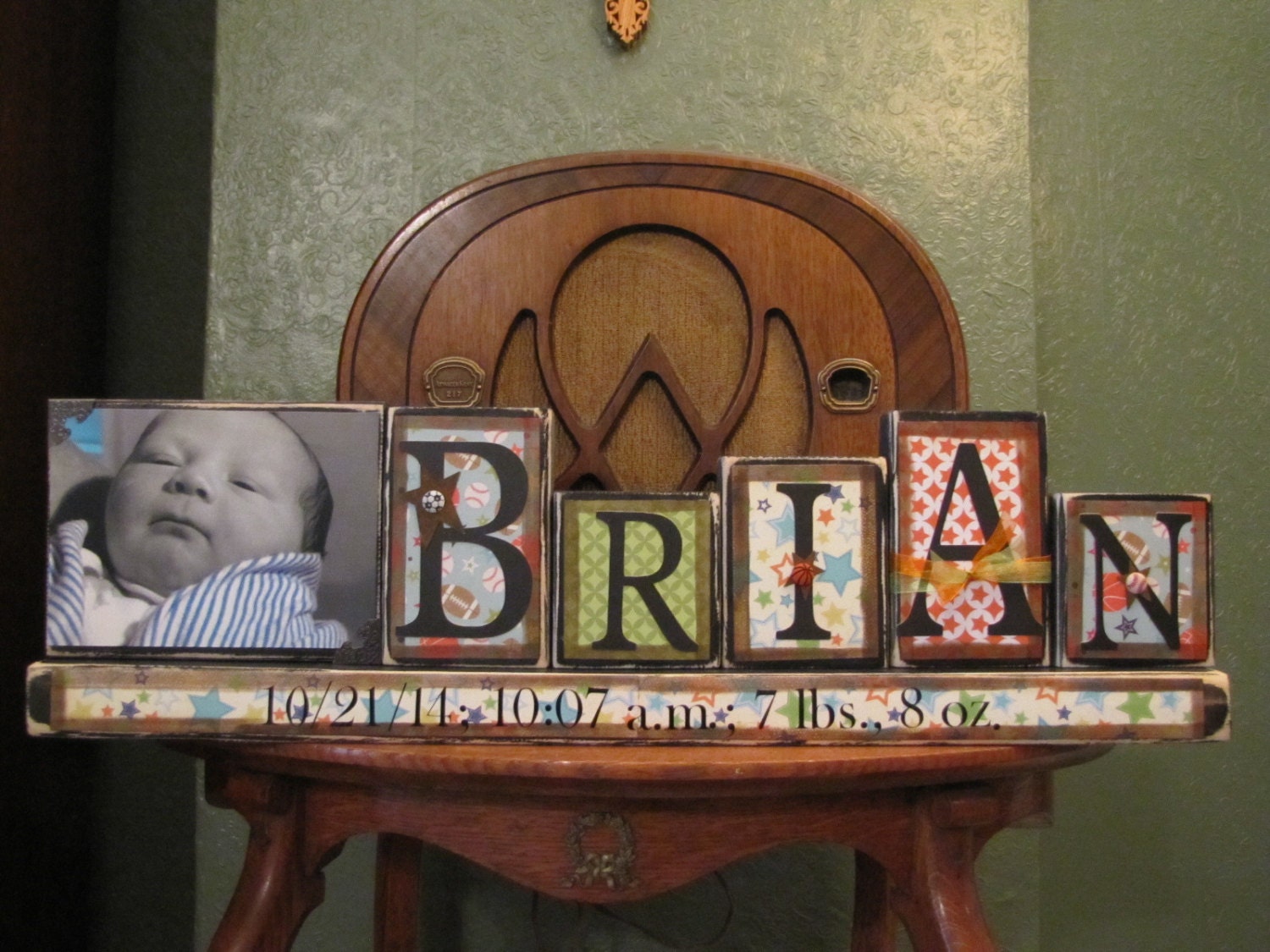 Boy's Personalized and Custom Name Sign With Picture Great for Baby ...