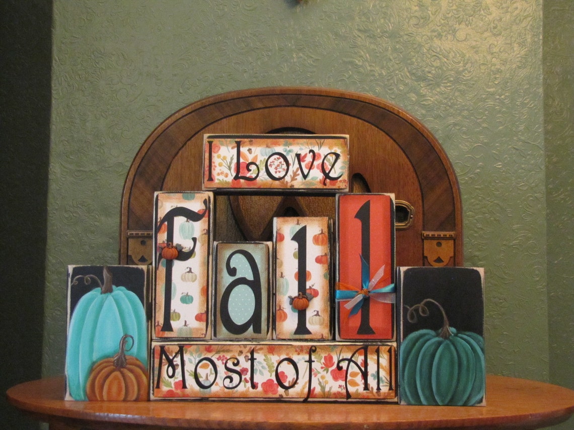 Fall Sign, Fall Decor, Fall Decoration, Pumpkin Sign, Fall Blocks ...