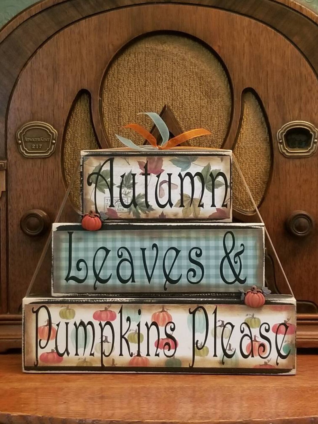Fall Decor, Fall Sign - Autumn Leaves and Pumpkins Please Word Blocks ...