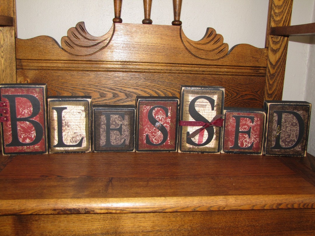 Blessed Word Block Home Decor Religious Sign - Etsy