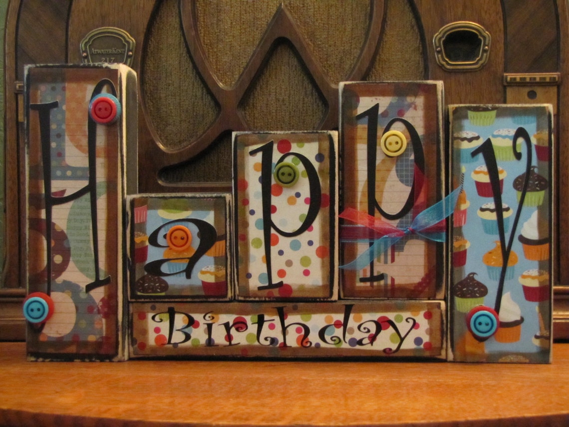 Happy Birthday Sign Word Blocks - Etsy