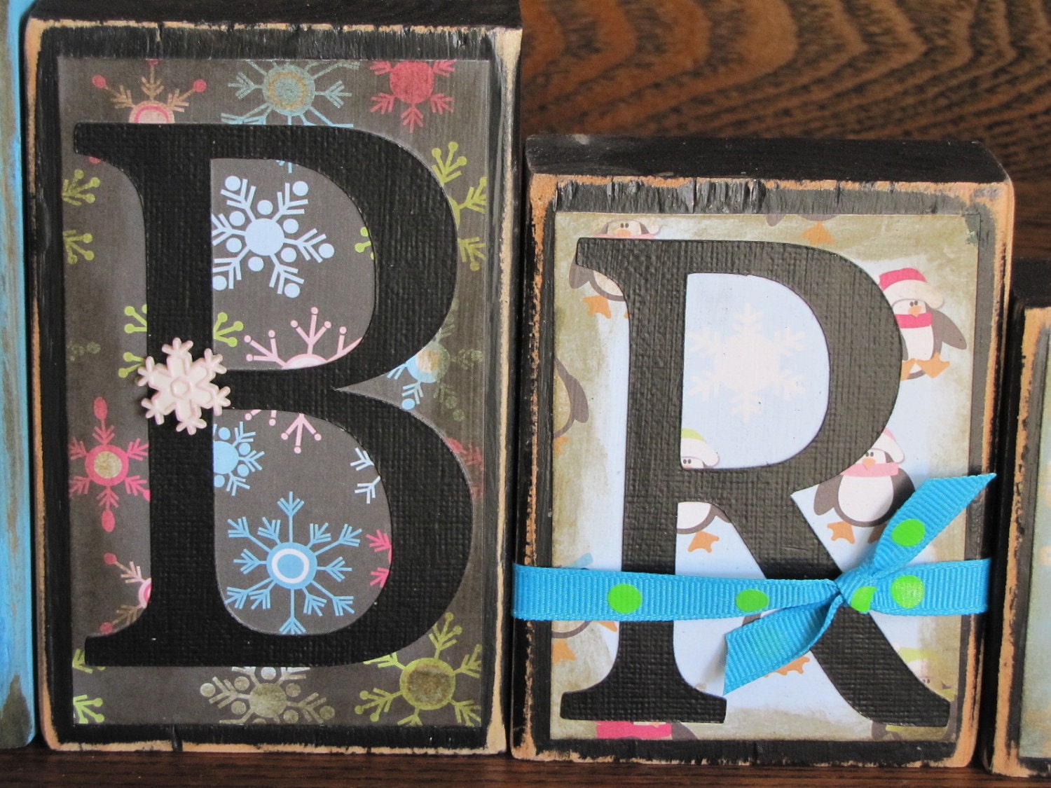 Winter Decor Winter Sign Word Blocks Brrr Mr. Penguin | Etsy