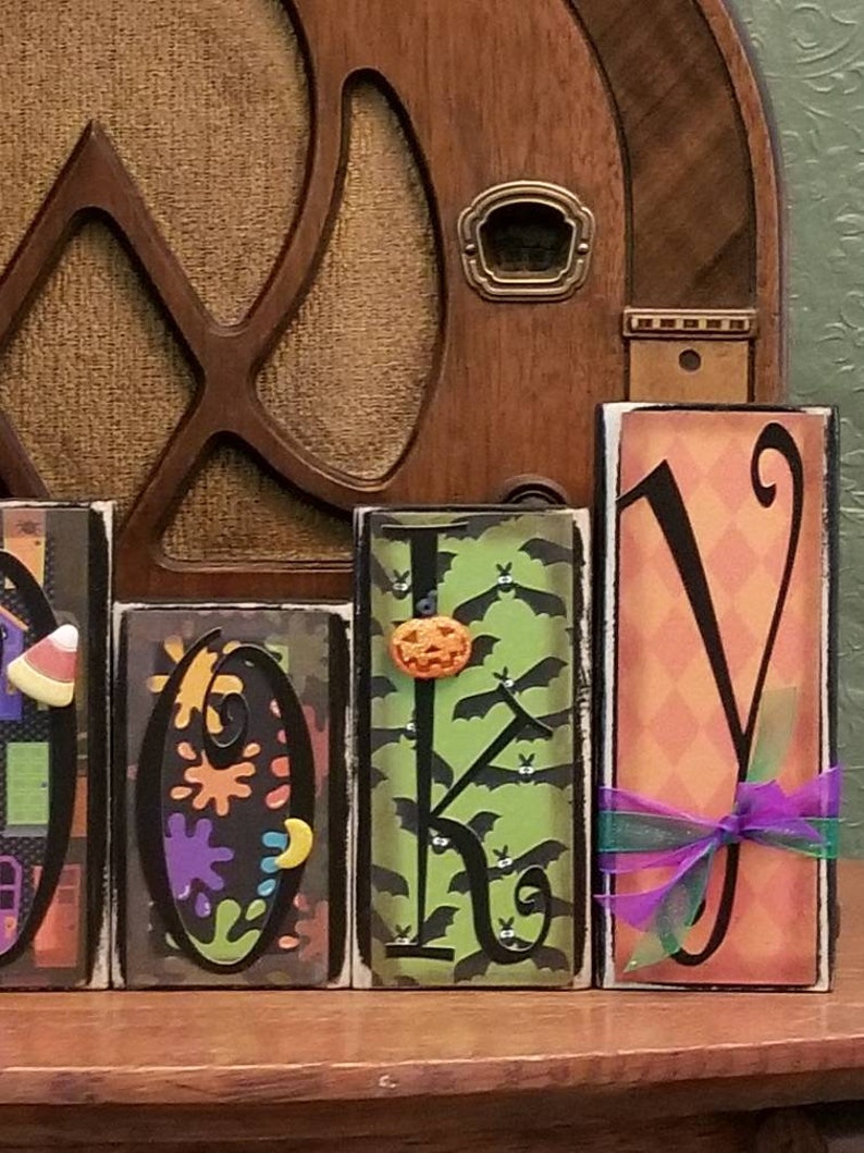 Halloween Decor Spooky Word Blocks Sign - Etsy