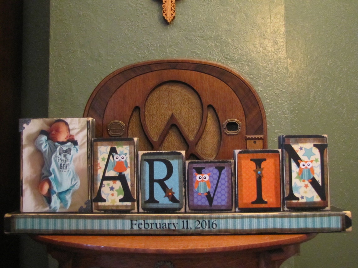 Boy's Personalized and Custom Name Sign With Picture Great for Baby ...