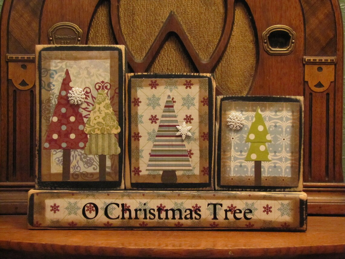 O Christmas Tree Winter Sign Word Blocks - Etsy