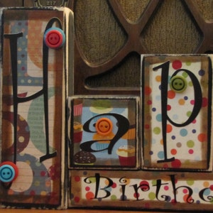 Happy Birthday Sign Word Blocks - Etsy