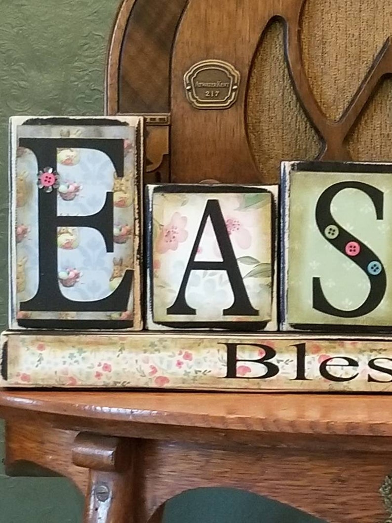 Easter Sign, Easter Decor, Spring Sign, Spring Decor Word Blocks - Etsy