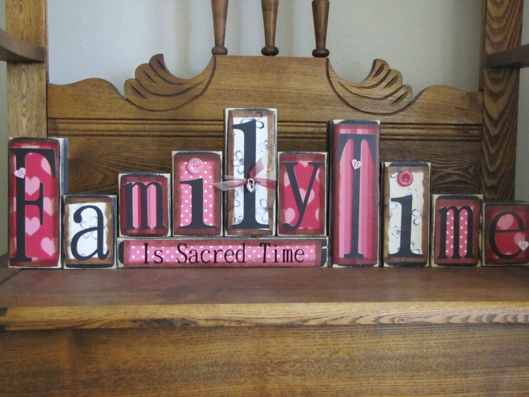 Family Time is Sacred Time Sign Personalized and Customized Word Blocks ...