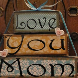 Love You Mom, Mom Sign, Mom Sign Blocks, Mom Gift, Mothers Day Gift ...