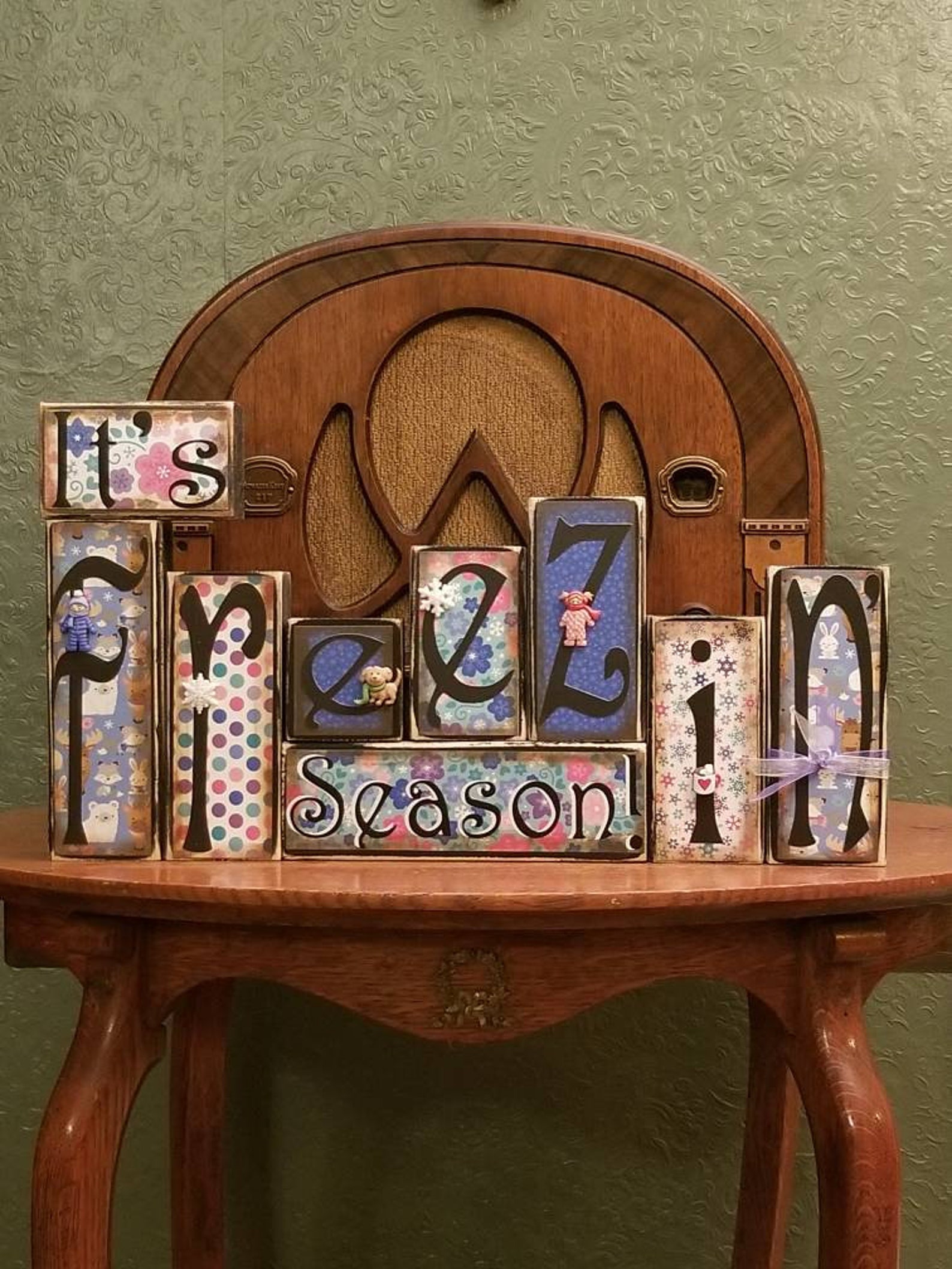 Winter Sign Freezin' Season Winter Decor Winter Blocks - Etsy