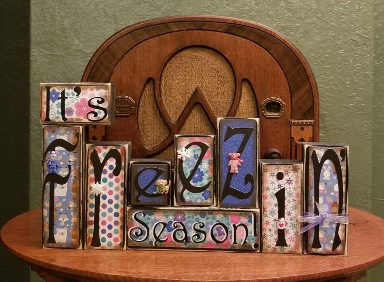 Winter Sign Freezin' Season Winter Decor Winter Blocks | Etsy