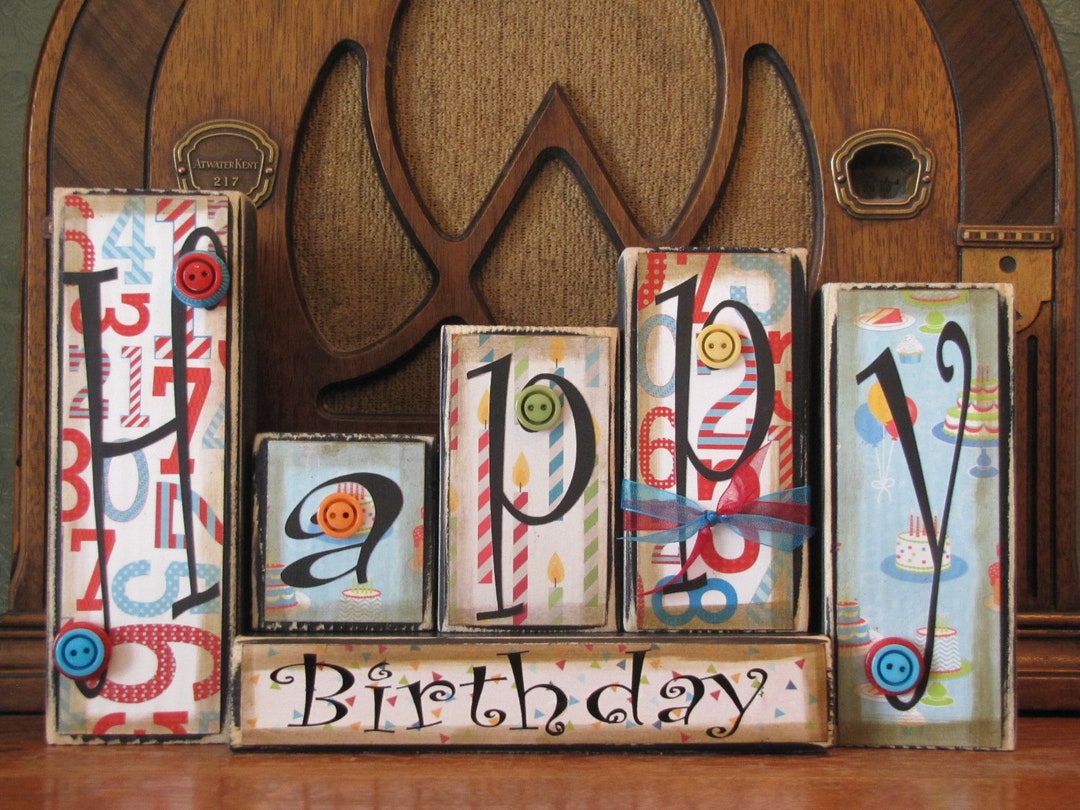 Happy Birthday Sign Word Blocks - Etsy