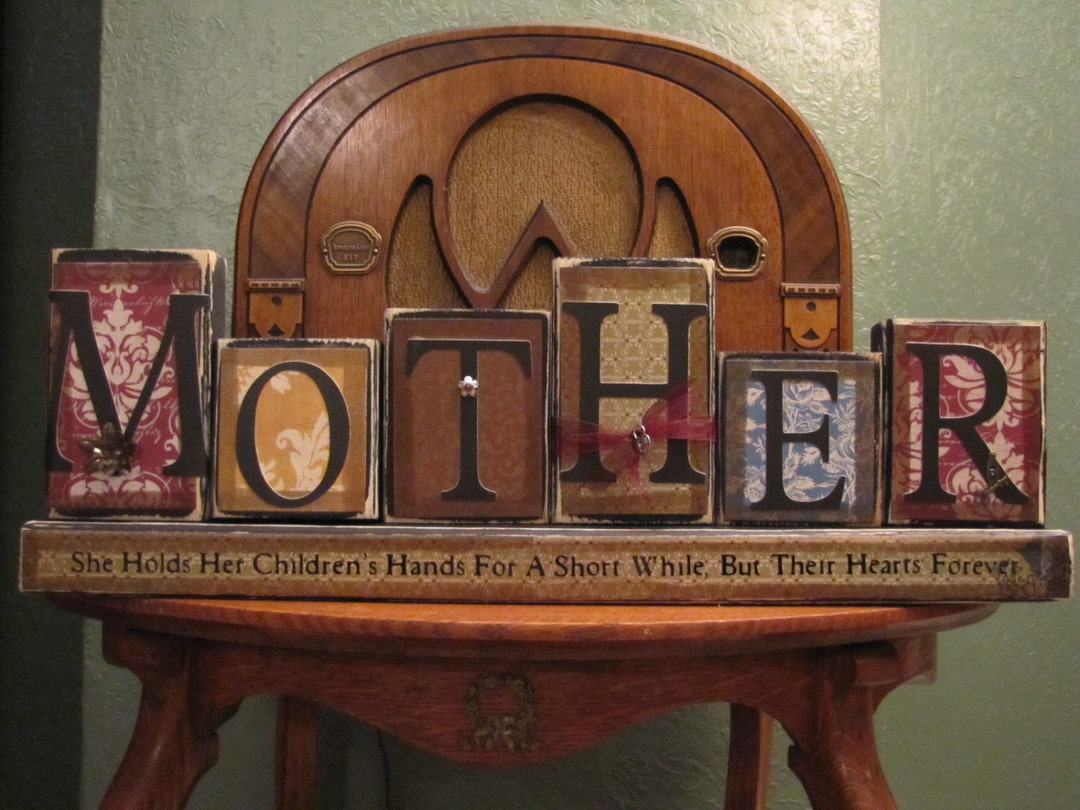 Mom Sign, Mother Gift, Mothers Day Gift, Gift for Mom, Word Blocks ...