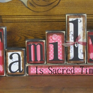 Family Time is Sacred Time Sign Personalized and Customized Word Blocks ...