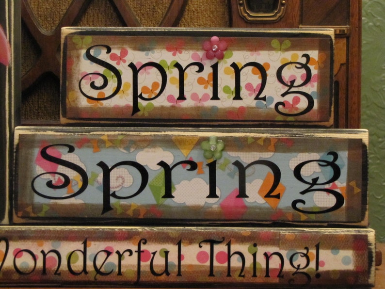 Spring Sign Spring Decor Spring Decoration Spring Blocks - Etsy