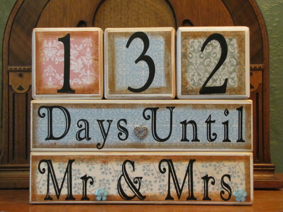Wedding Countdown Blocks, Personalized Wedding Countdown Blocks, Bridal ...