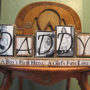 Daddy Photo Block, Customized Daddy Sign Word Blocks With Pictures, Dad ...
