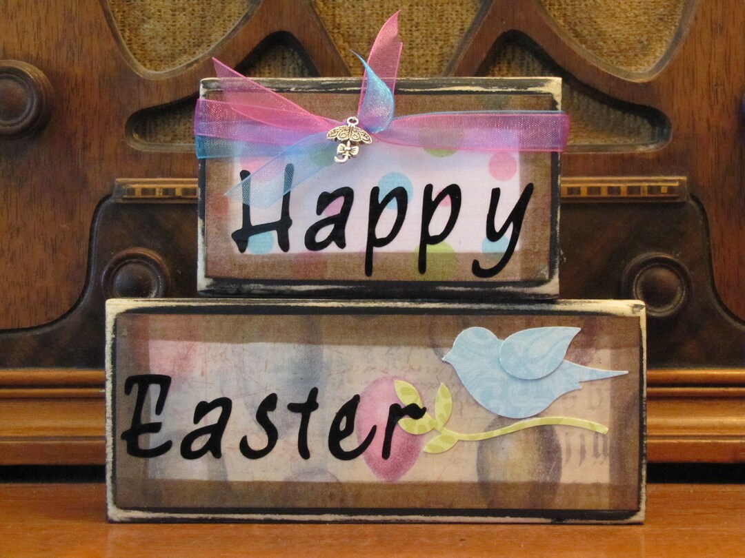 Happy Easter Word Blocks - Etsy