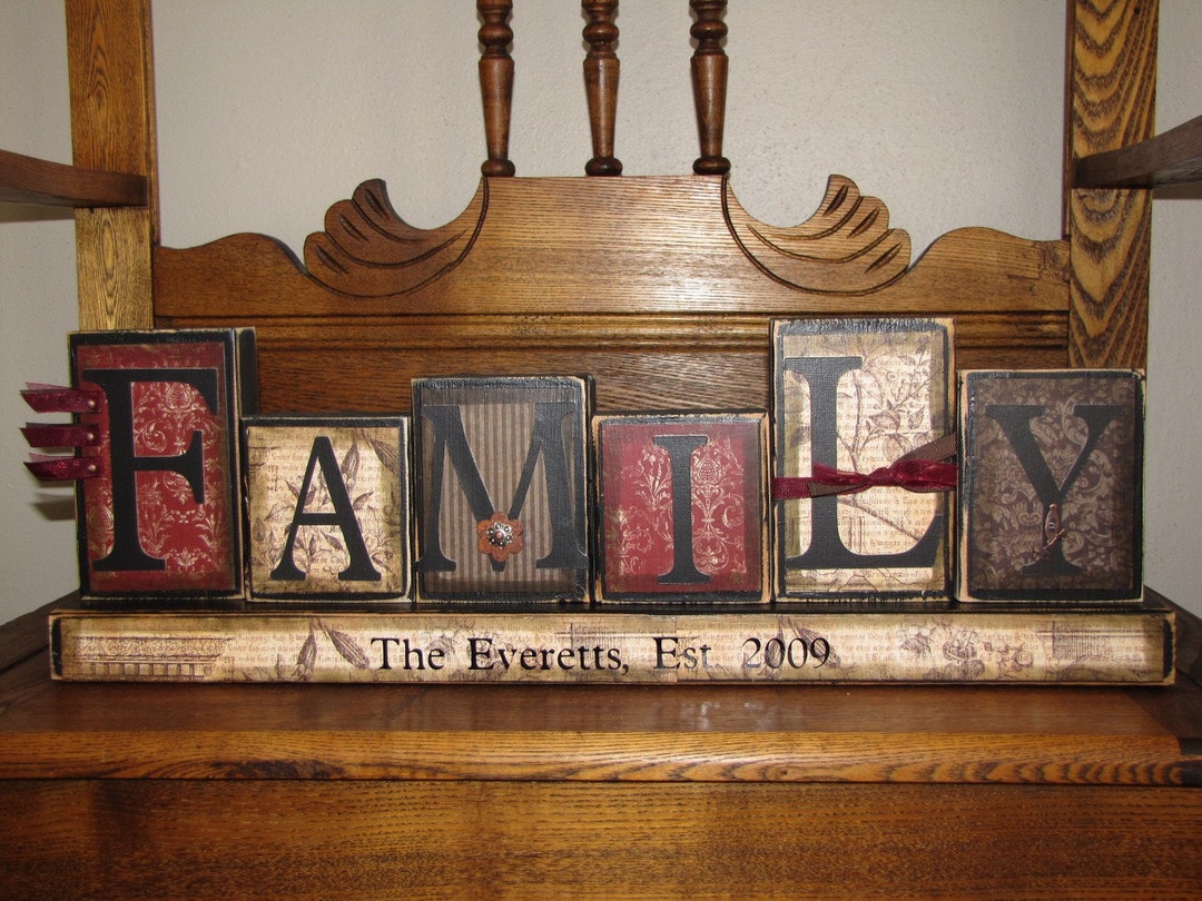 Customized Family Sign Word Blocks Word Art - Etsy