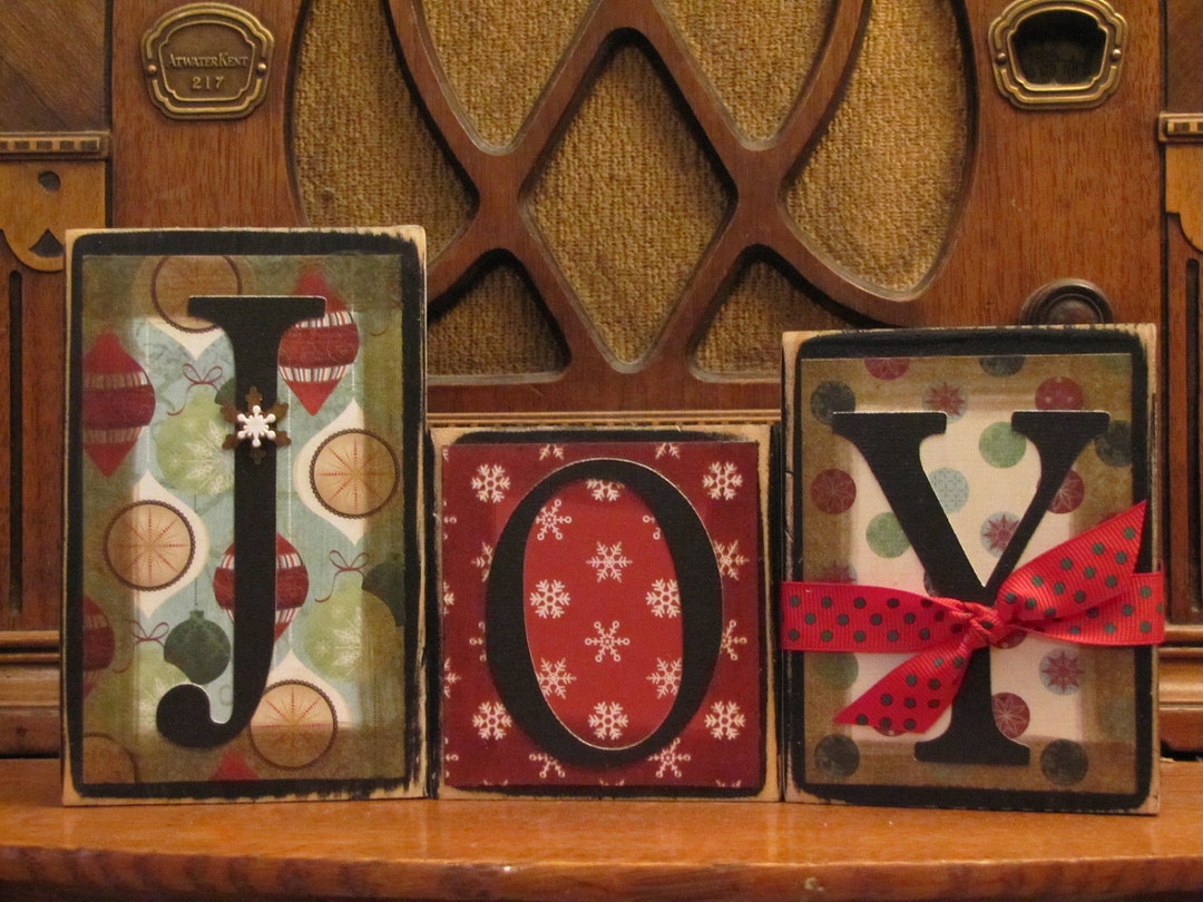 Joy Christmas Sign Word Blocks - Etsy
